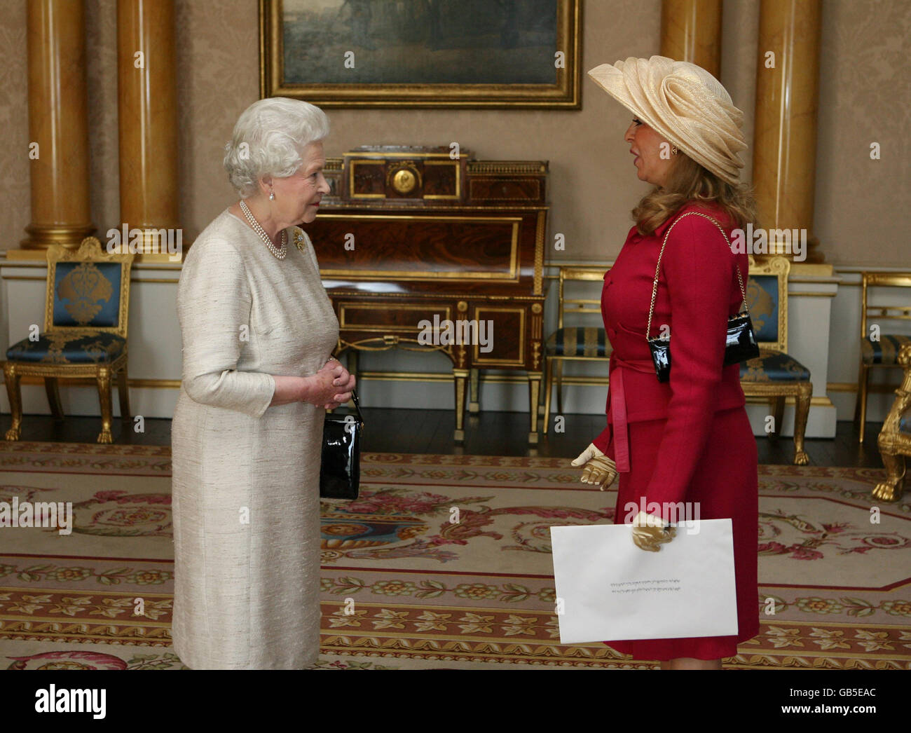 Britain's Queen Elizabeth II receives the Ambassador of Lebanon, Inaam ...