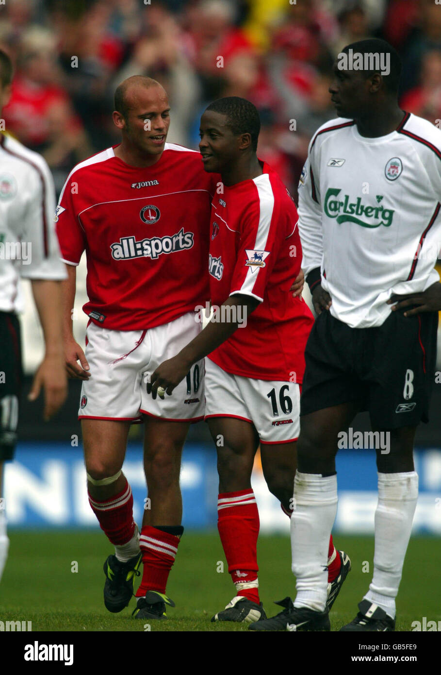 Charlton Athletic's Kevin Lisbie celebrates his hat-trick and the ...
