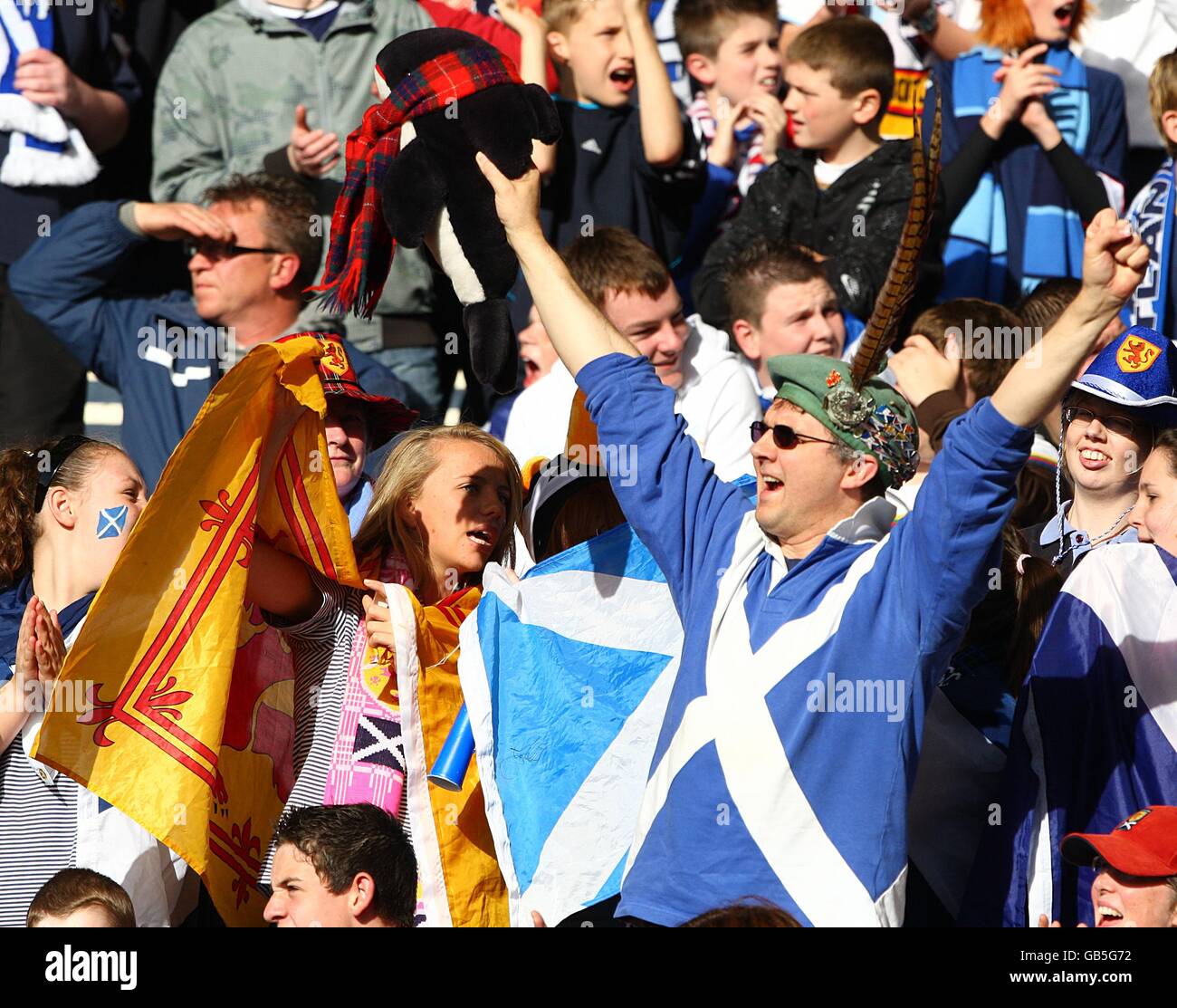 Scotland fans show their colours and support in the stands before kick ...