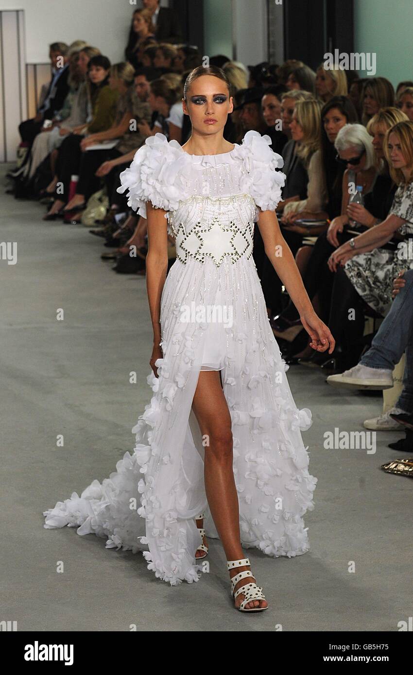 A model wears a creation by designer Temperley London, during London ...