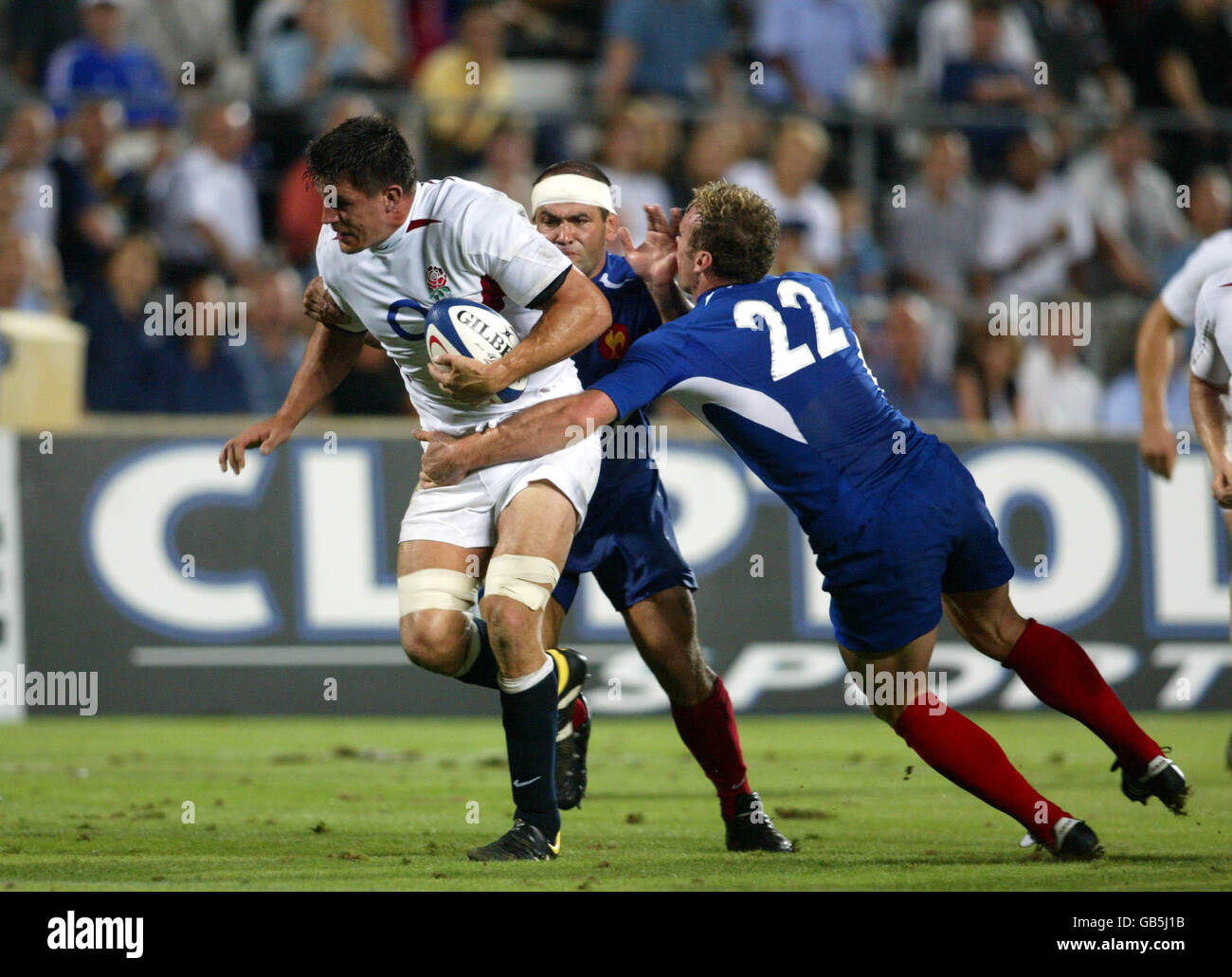 England's Martin Corry trys to break free of France's Brian Liebenberg ...