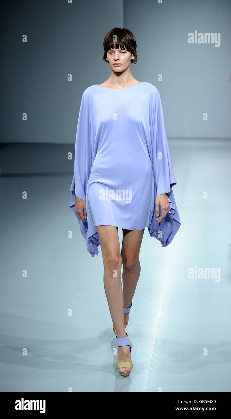 London Fashion Week - Josh Goot Catwalk Show. A model wears a creation ...