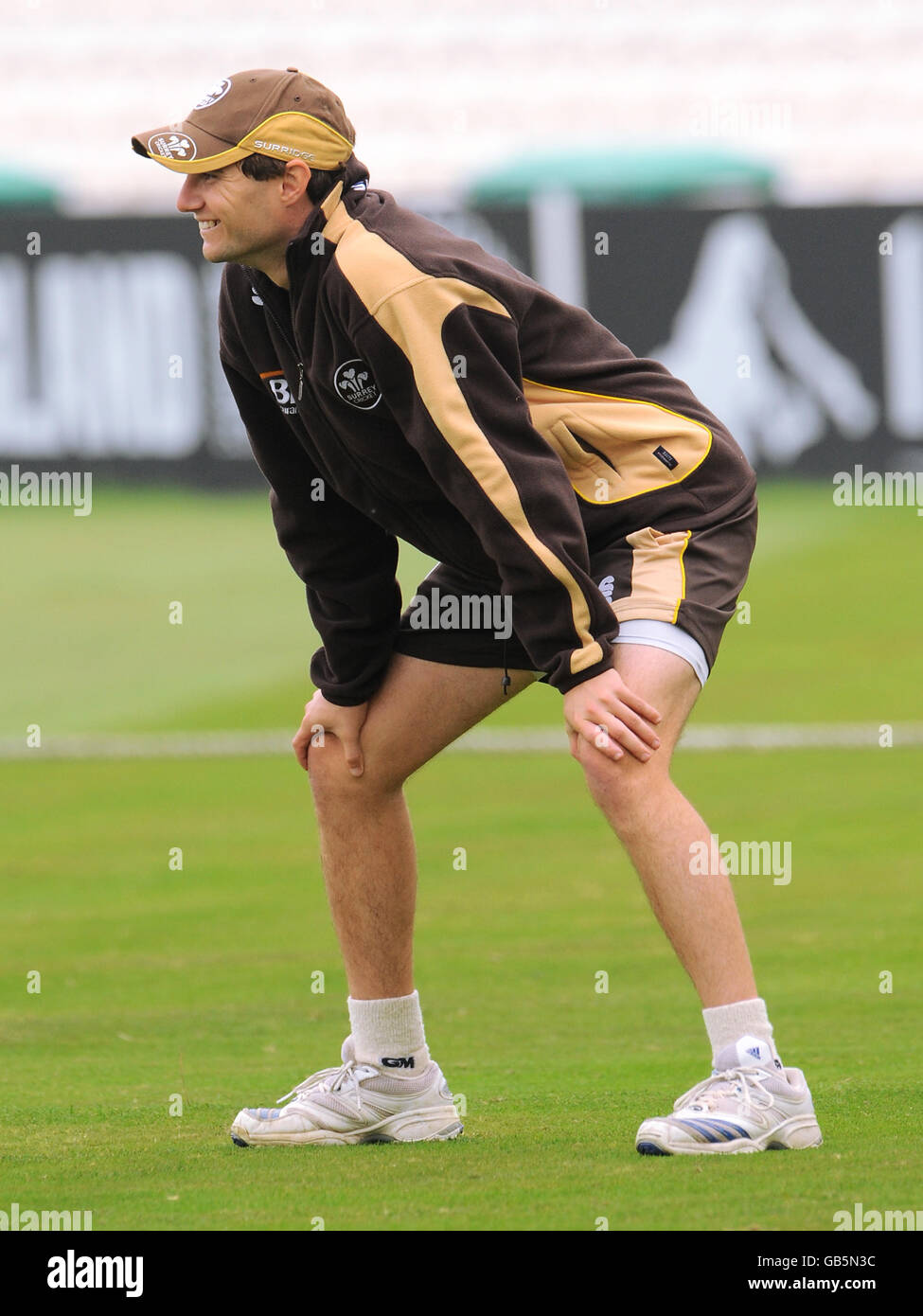 Surrey's Chris Murtagh takes part in the pre match training session ...