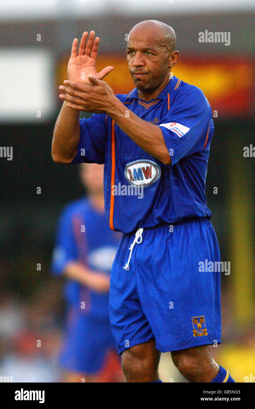 Shrewsbury Town's Martin O'Connor thanks the fans at the end of the ...