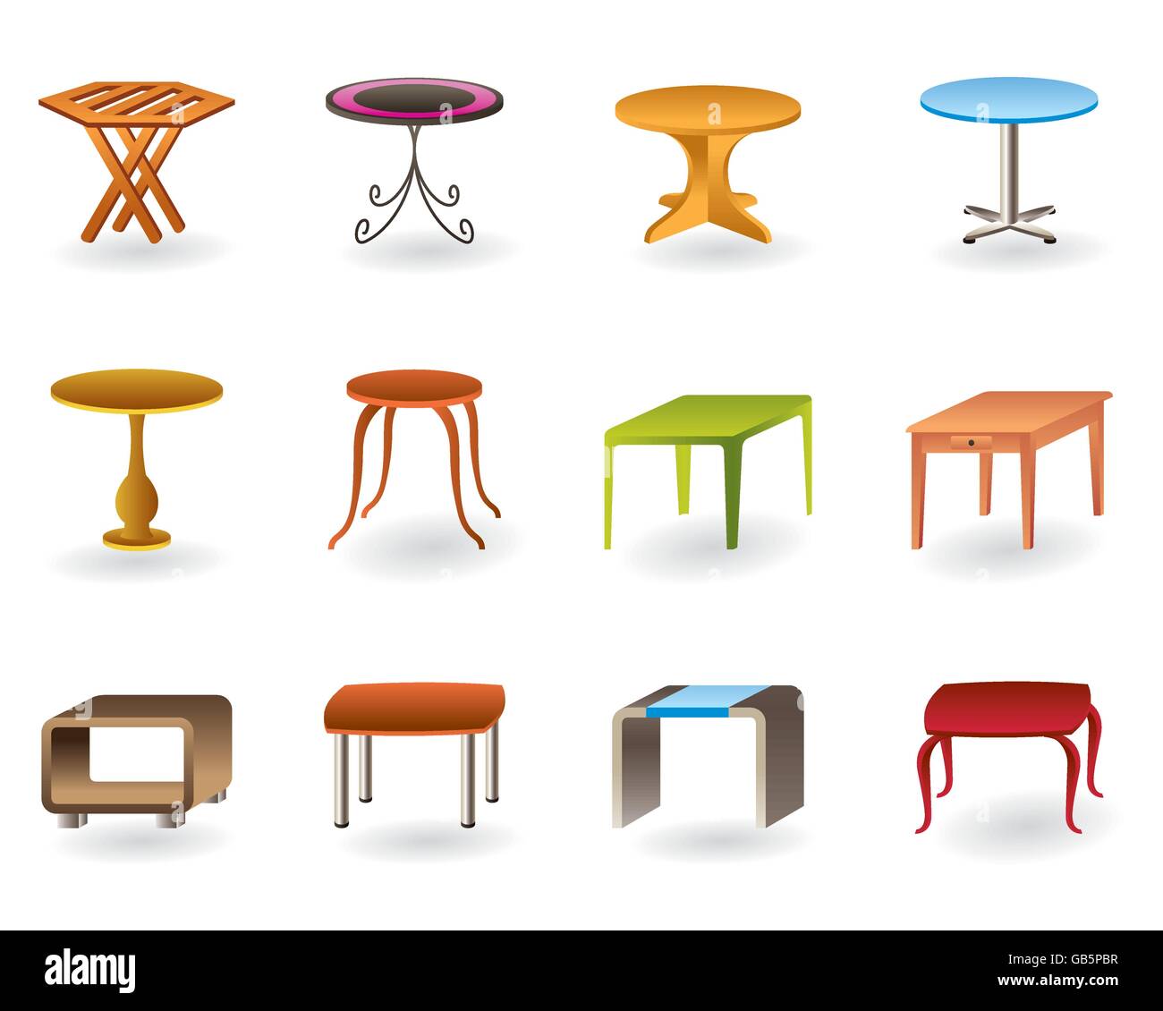 Interior and garden tables Stock Vector Images - Alamy