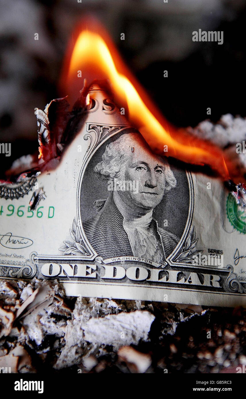 Burning us dollar bill hi-res stock photography and images - Alamy