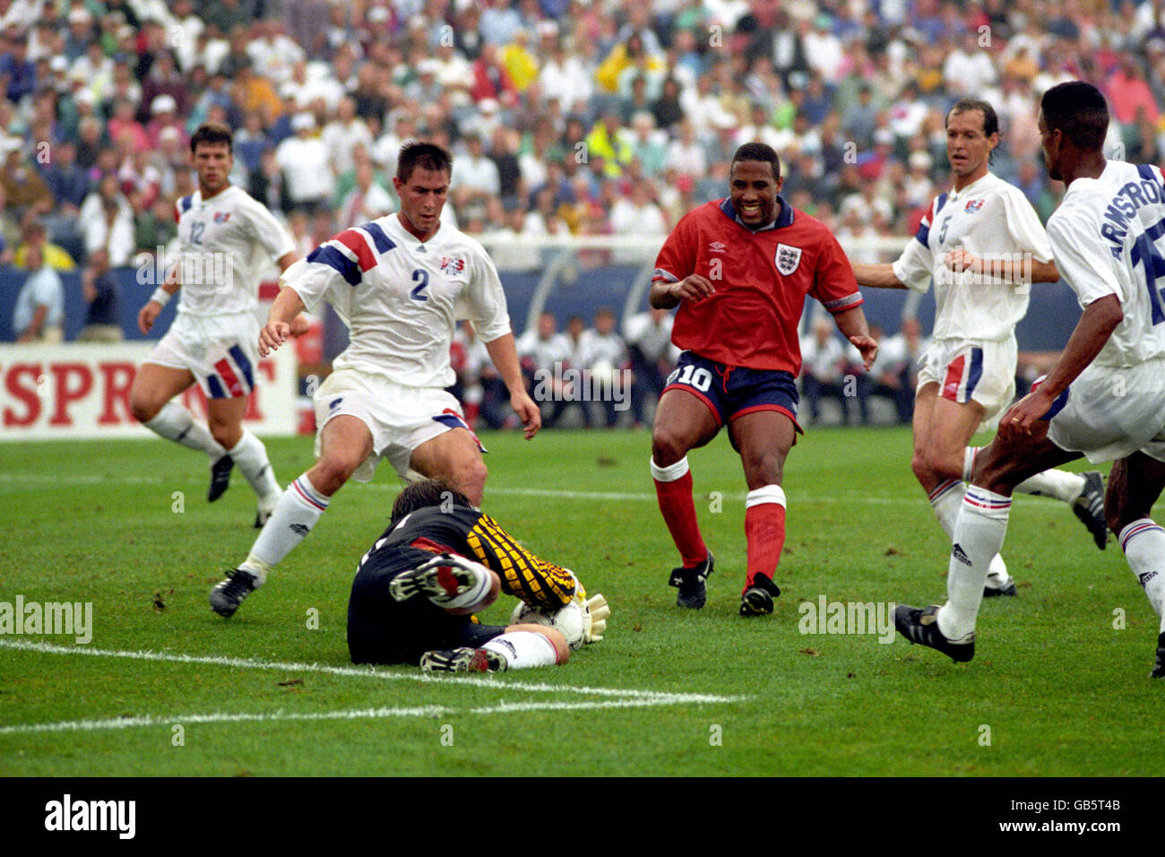 Usa goalkeeper tony meola saves from englands john barnes hi-res stock ...