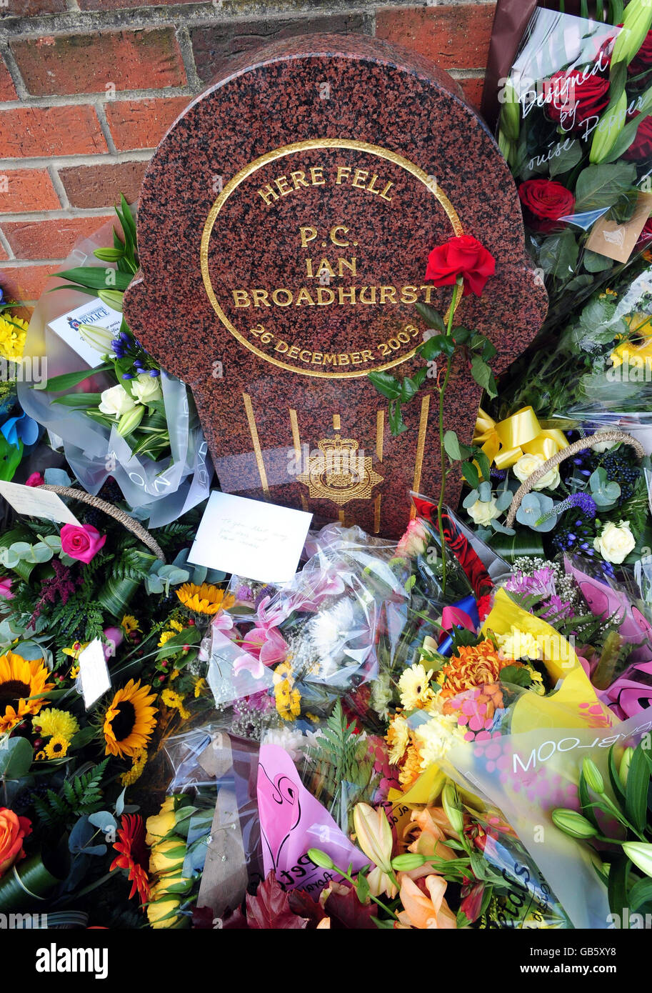 Memorial tribute to PC Broadhurst Stock Photo - Alamy