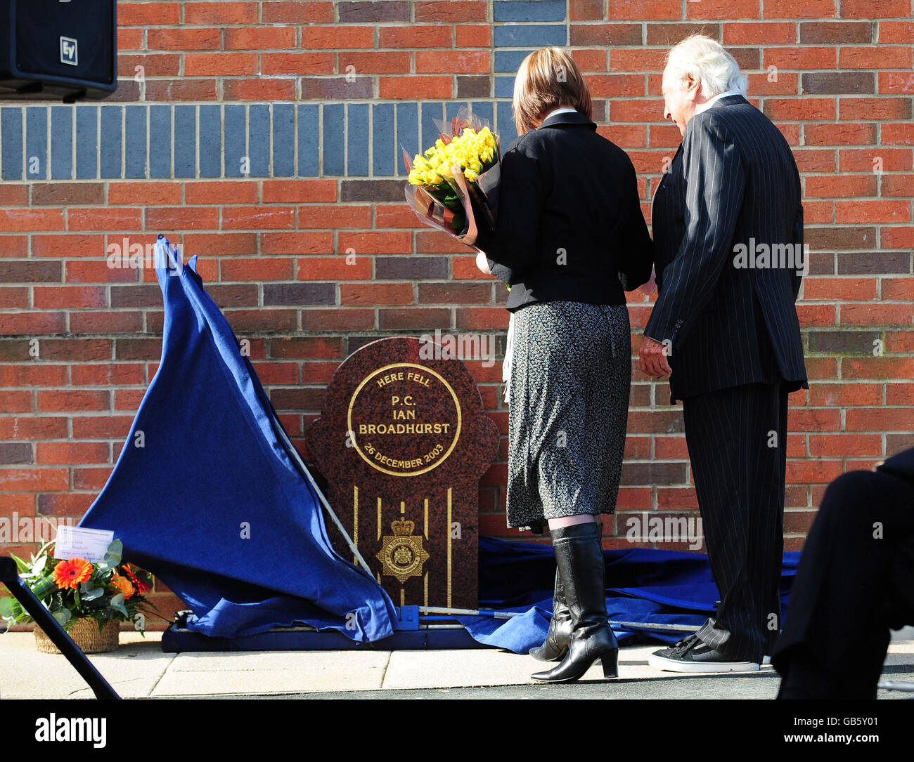 Memorial tribute to PC Broadhurst Stock Photo - Alamy