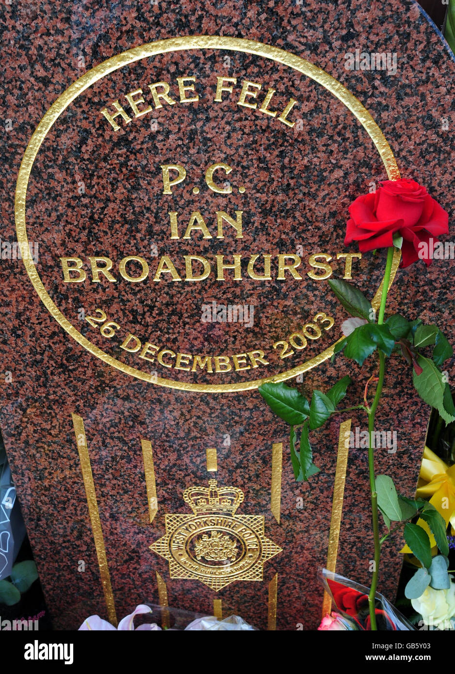 Memorial tribute to PC Broadhurst Stock Photo - Alamy