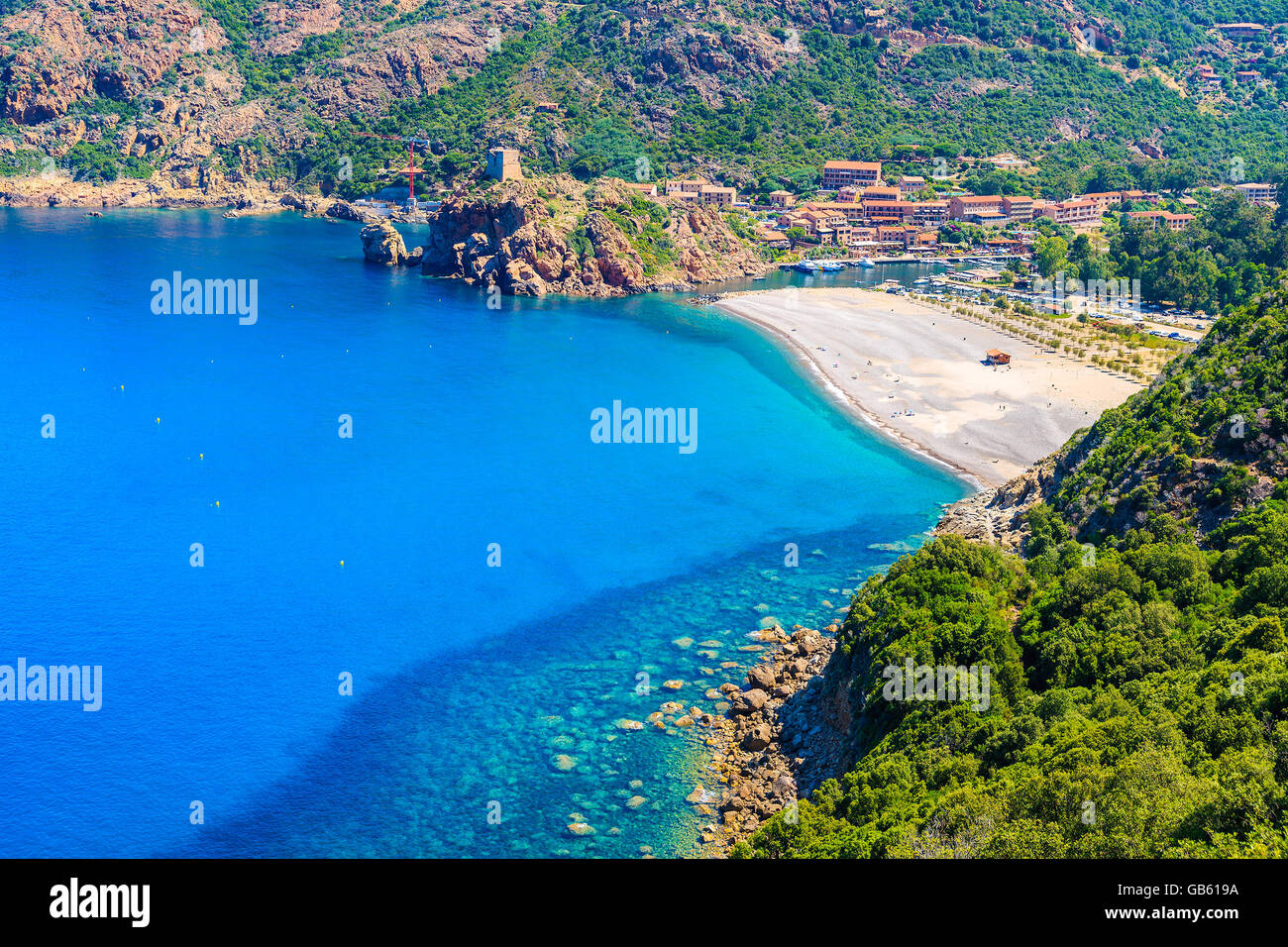 A view of Porto beach and town, Corsica island, France Stock Photo - Alamy