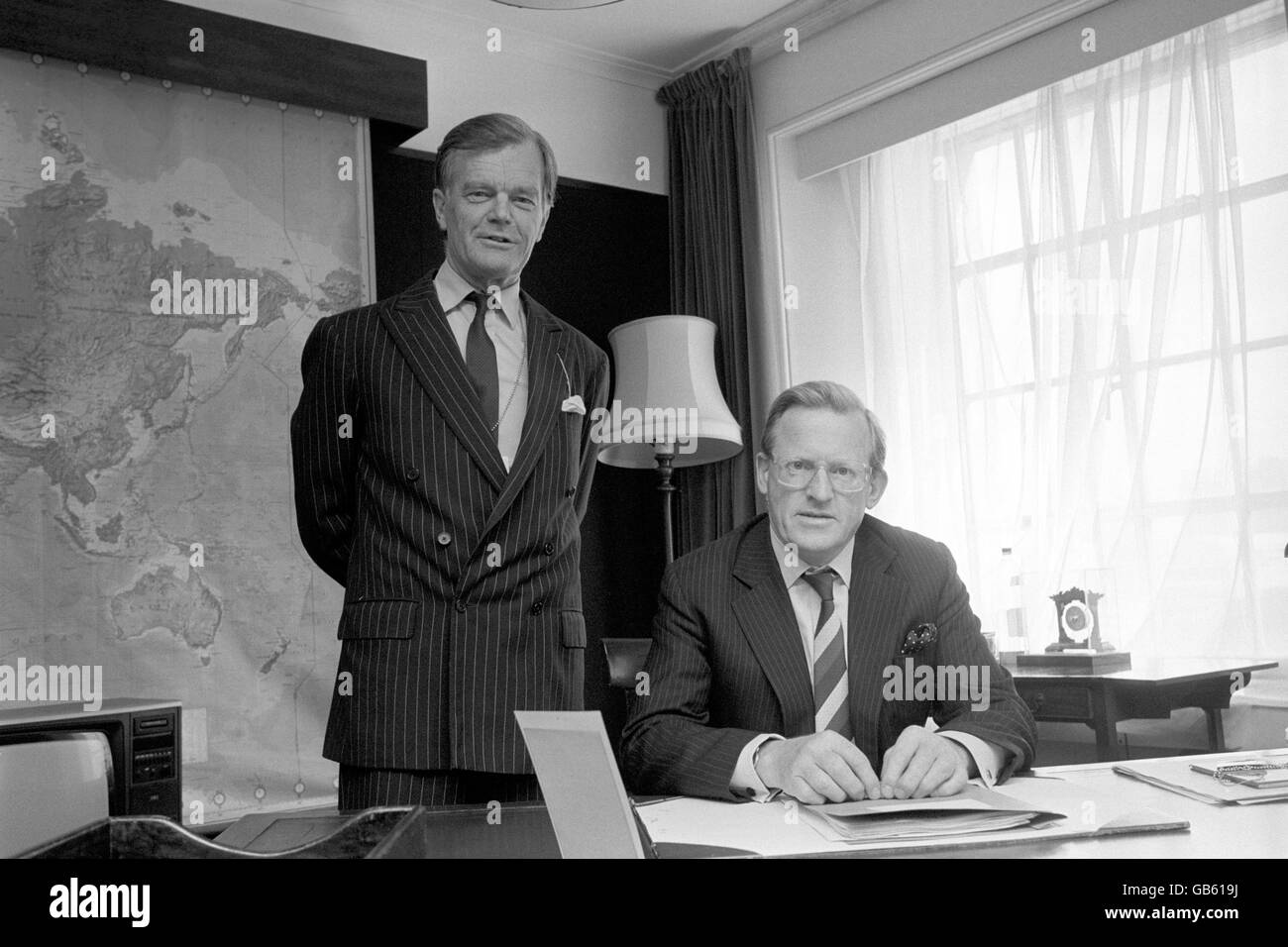Tom King, Defence Secretary, with Plymouth Sutton MP, Alan Clark (left ...