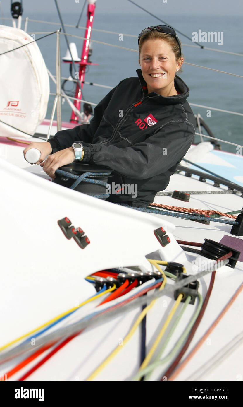 Sailing - Sam Davies Photo Shoot - Portsmouth Stock Photo - Alamy