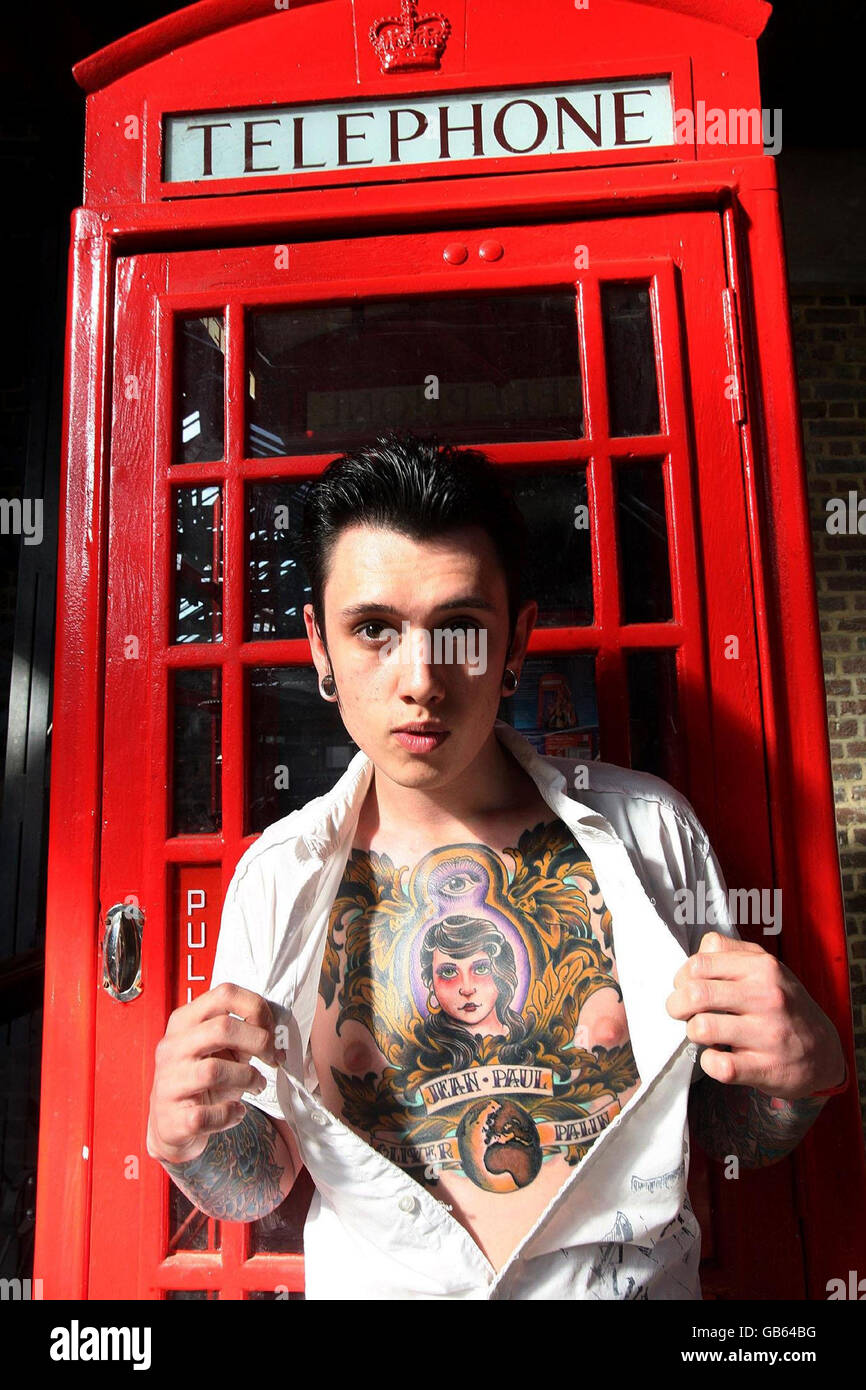 Jean-Paul Palin from London poses in front a telephone box at the ...
