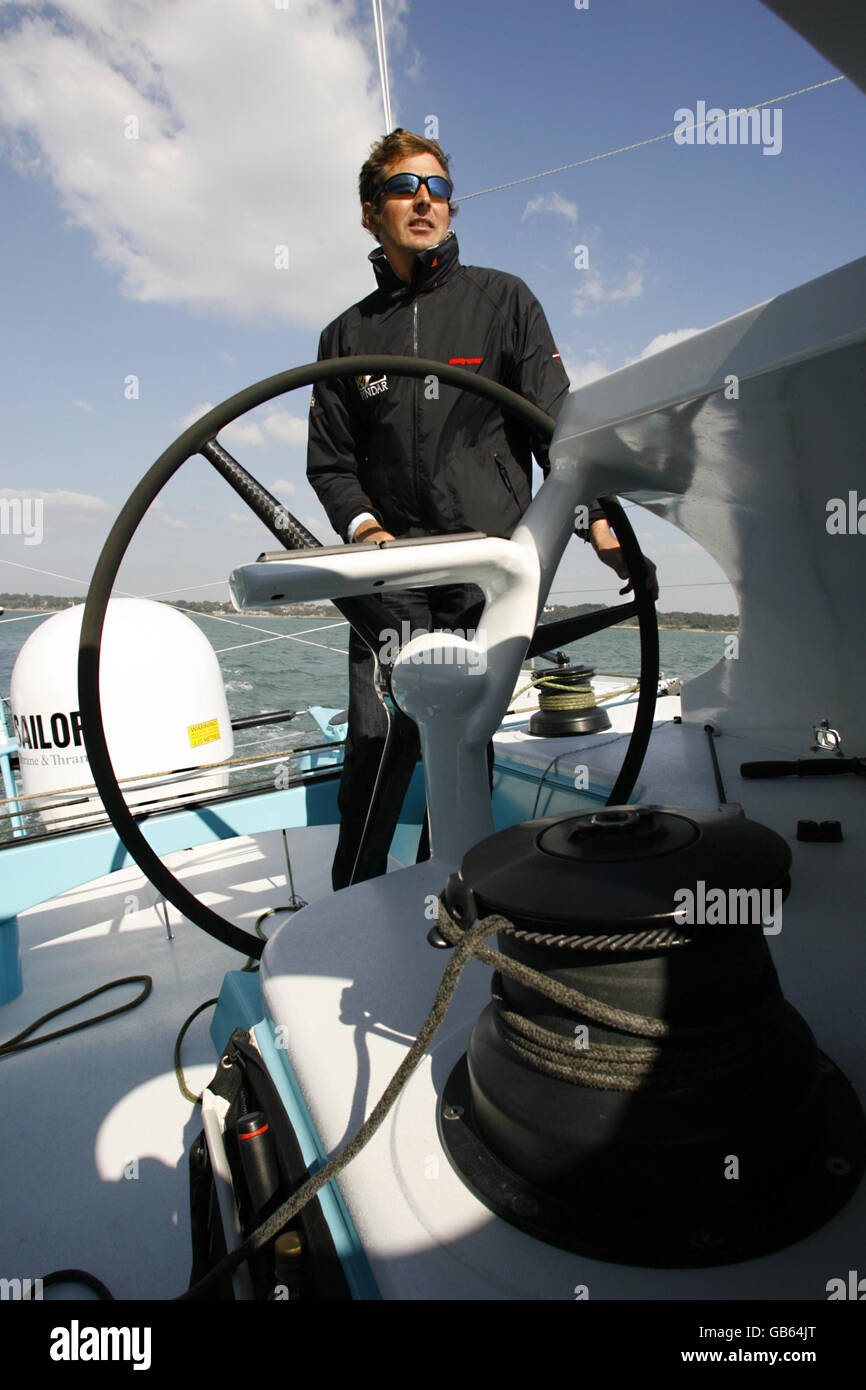 Sailing - Sam Davies Photo Shoot - Portsmouth Stock Photo - Alamy