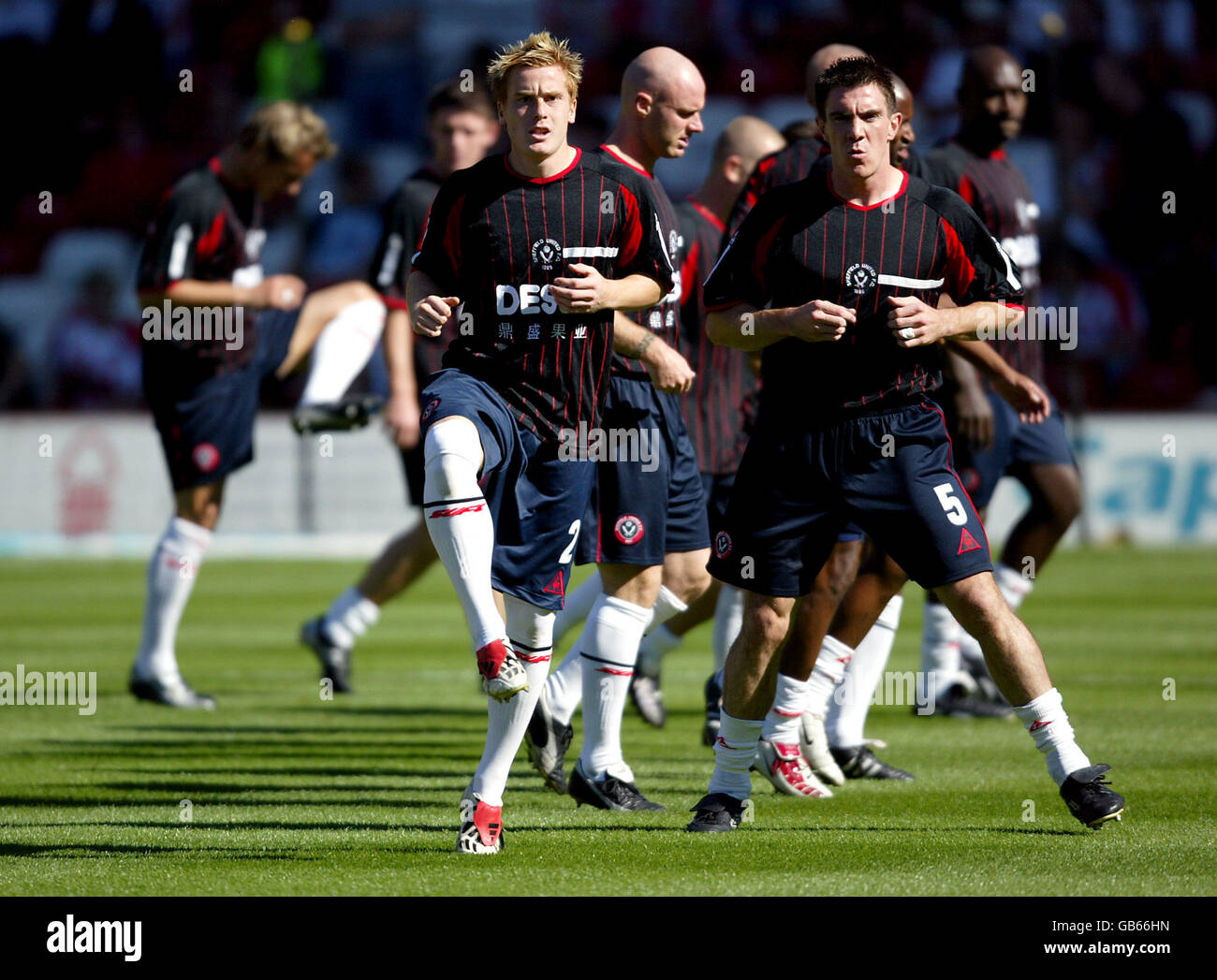 Sheffield United's Robert Kozluk and Chris Morgan warm up with their ...
