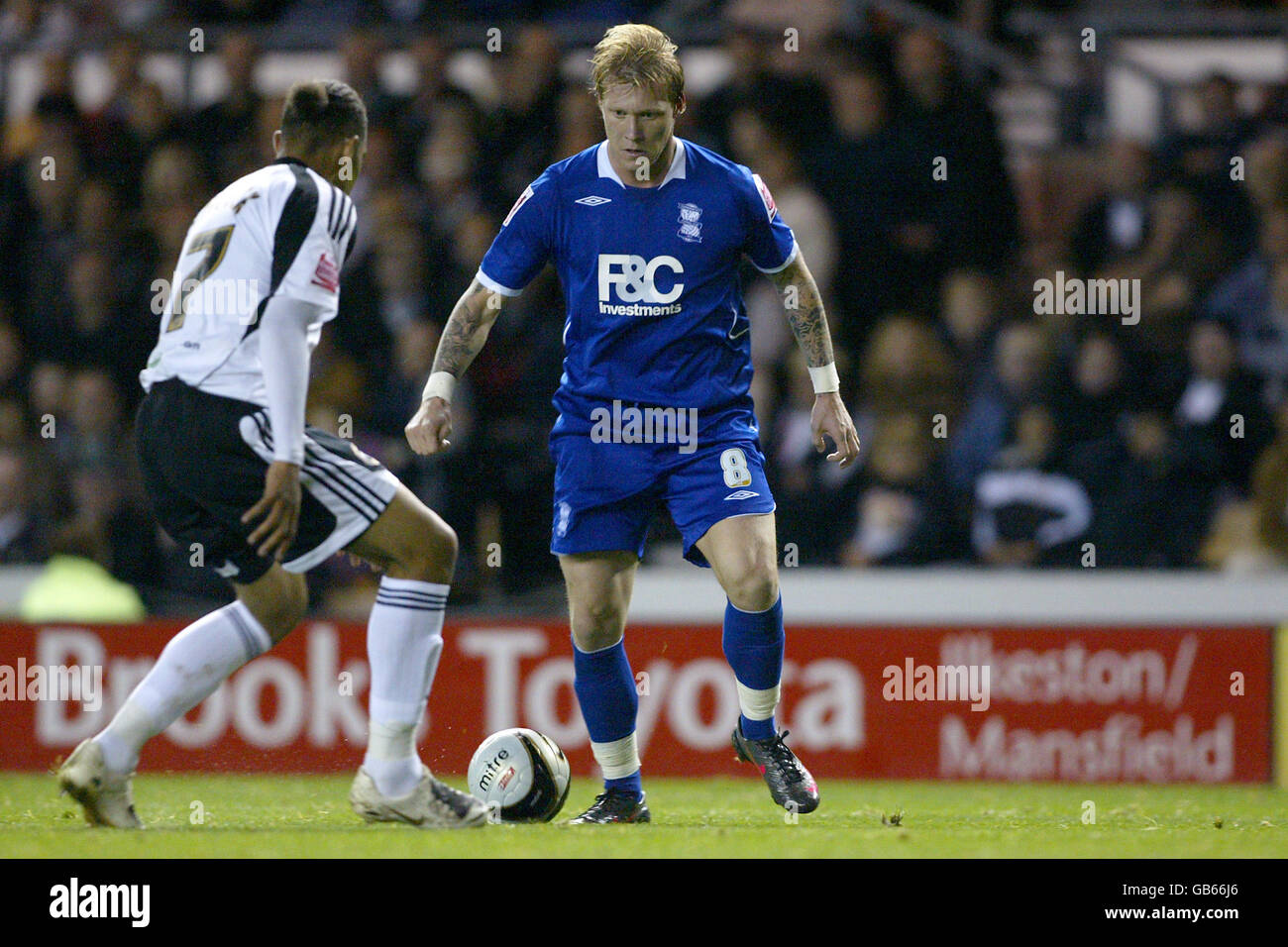 Derby County's Dean Leacock challenges Birmingham City's Garry O'Connor ...