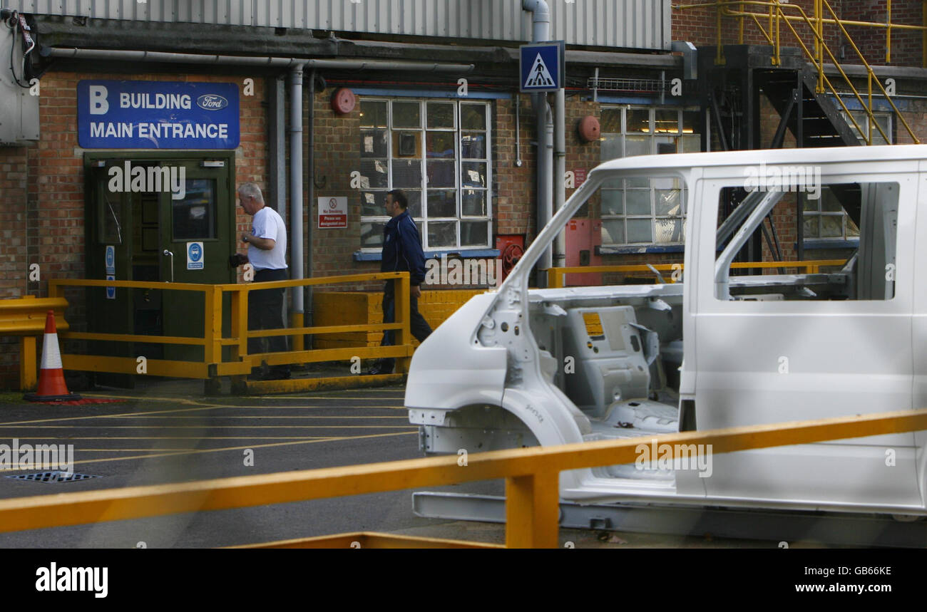 Workers enter Building B at the Ford factory in Southampton, where ...