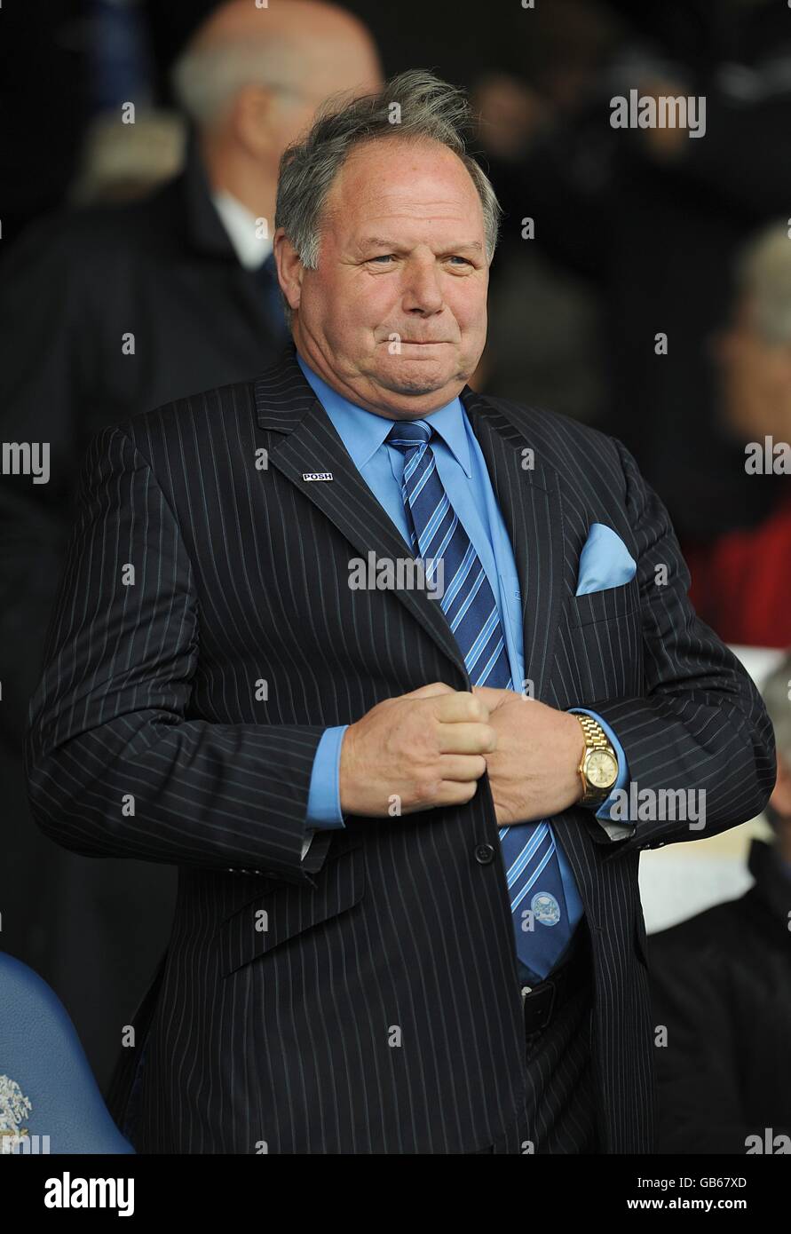 Peterborough uniteds director football in stands hi-res stock ...