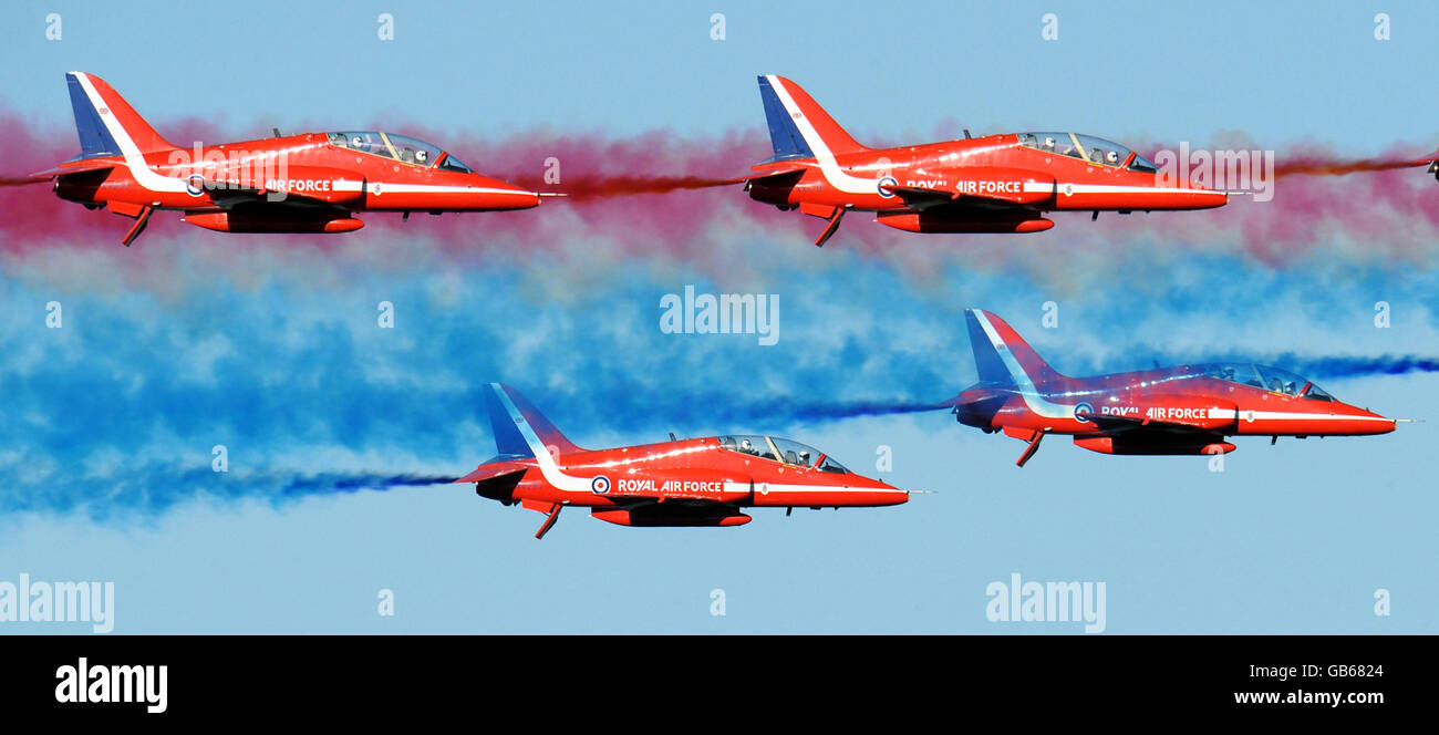 Athletics - BUPA Great North Run. Red Arrows fly over during the BUPA ...