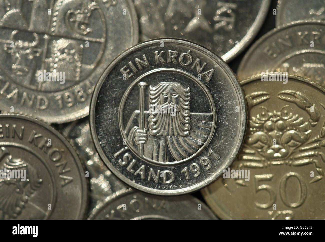 Iceland krona coin currency hi-res stock photography and images - Alamy