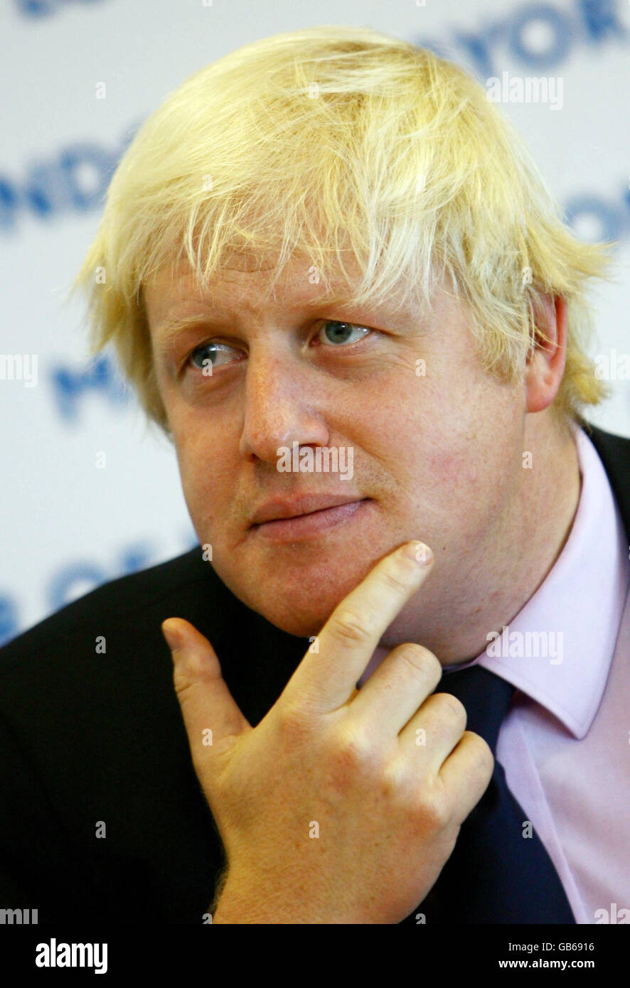 Mayor of London Boris Johnson during a news conference at Bexleyheath ...