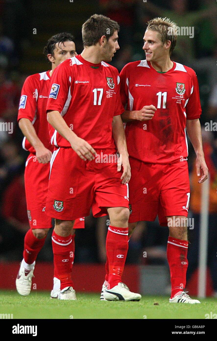 Wales' David Edwards (right), who scored the opening goal ...
