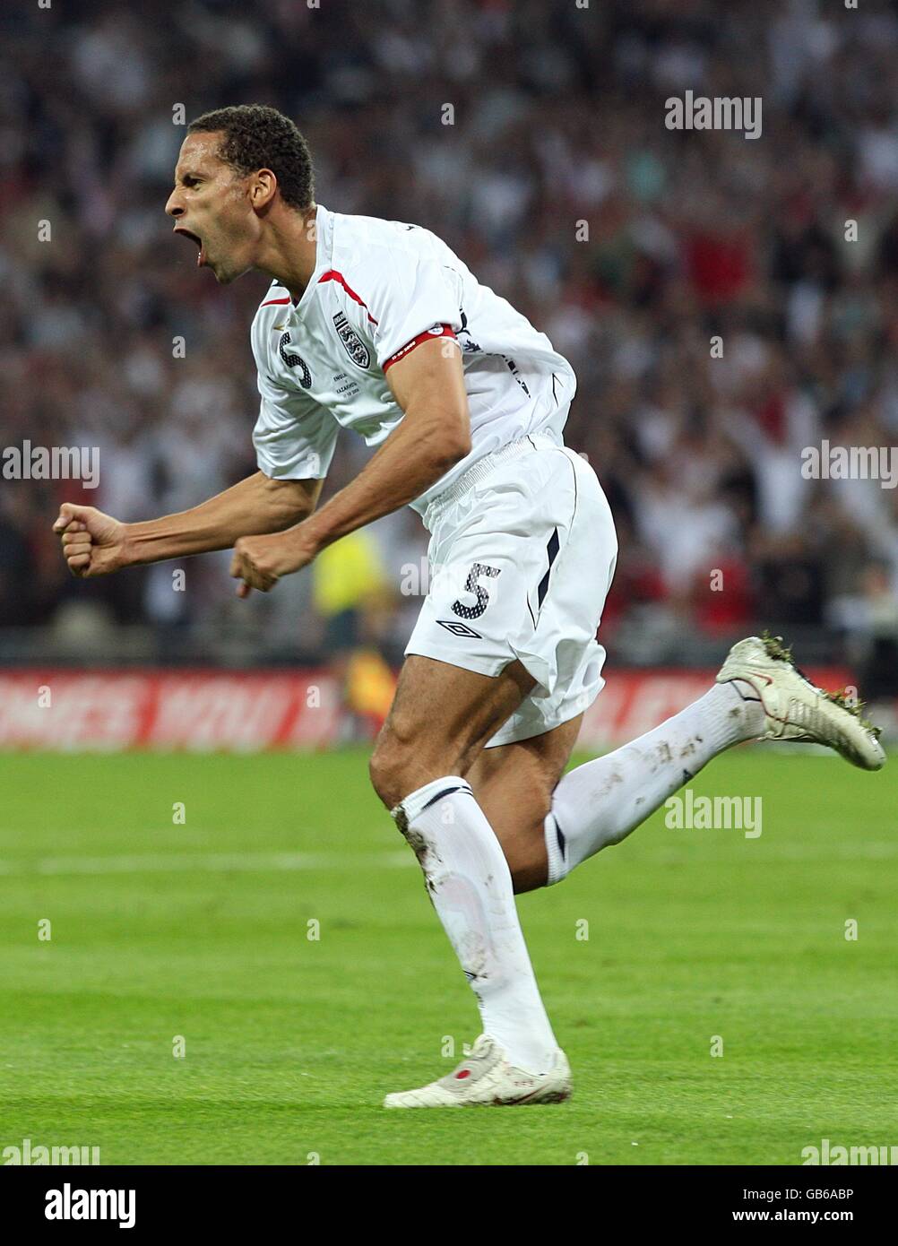 England's Rio Ferdinand celebrates scoring his sides first goal of the ...