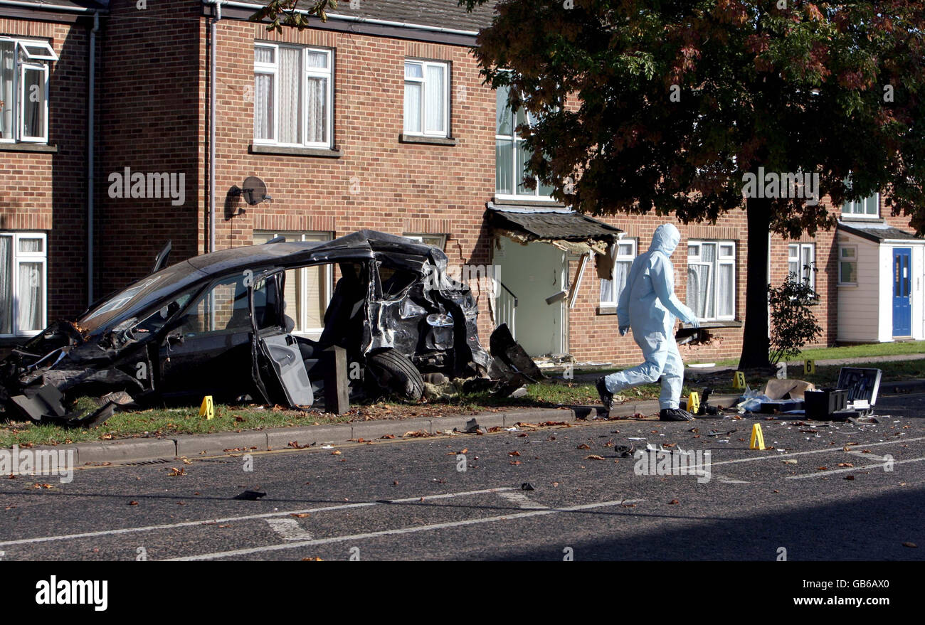 The scene in London Road, Bedford, after a pedestrian died when two ...