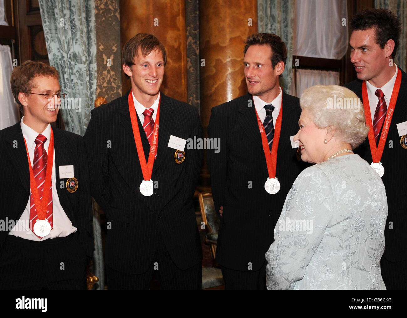 Britain's Queen Elizabeth II meets Olympic medalists during the Beijing ...