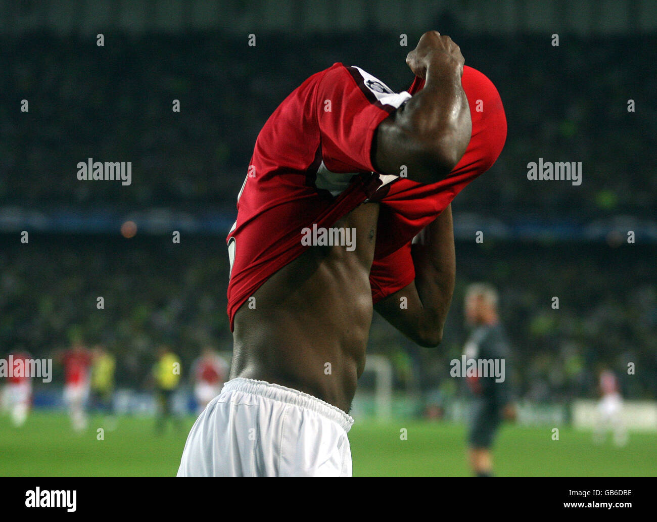 Arsenal's Abou Diaby celebrates scoring his sides 3rd goal Stock Photo ...