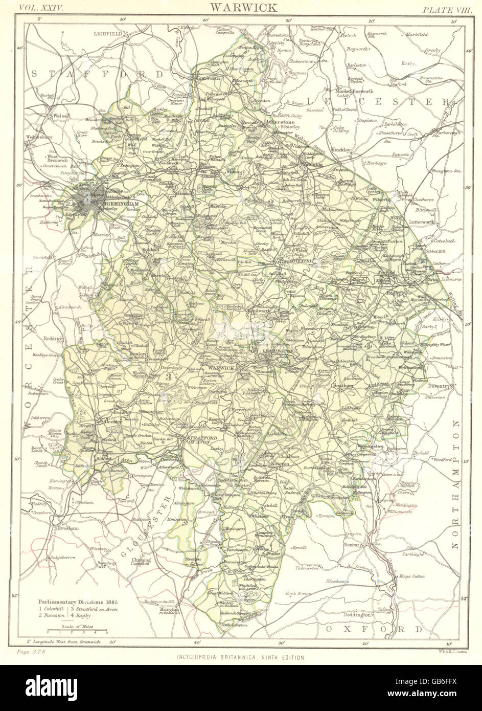 Warwickshire map 19th century hi-res stock photography and images - Alamy