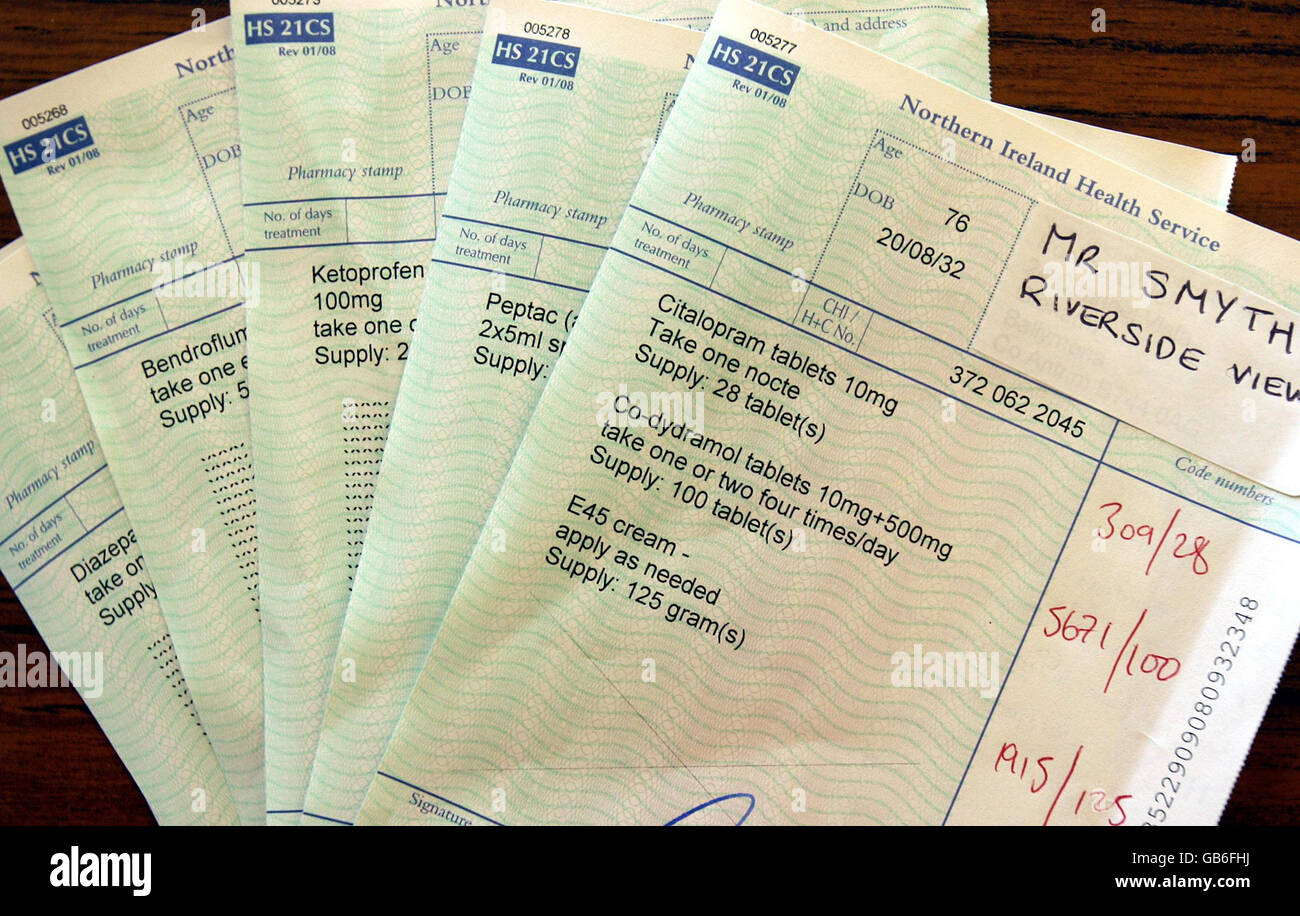 Examples of prescriptions. Northern Ireland Health minister Michael ...
