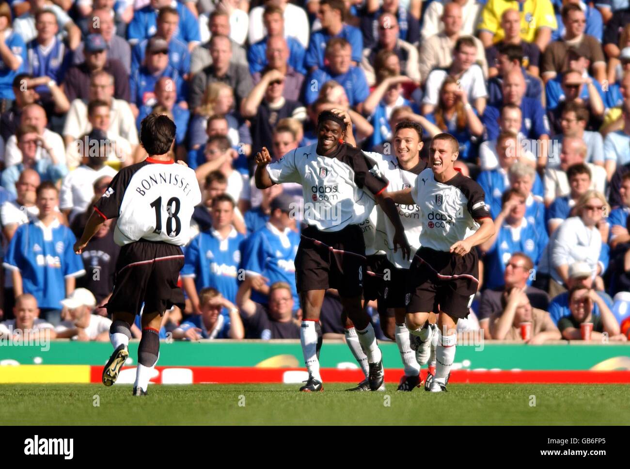 Fulham's Louis Saha celebrates scoring the opening goal with Steed ...