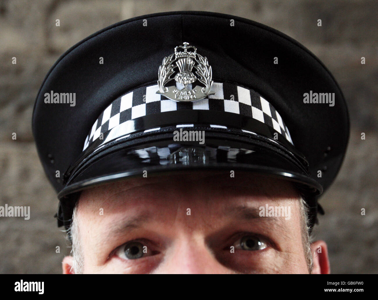 Cap used by Scottish Police at Edinburgh police station Stock Photo - Alamy