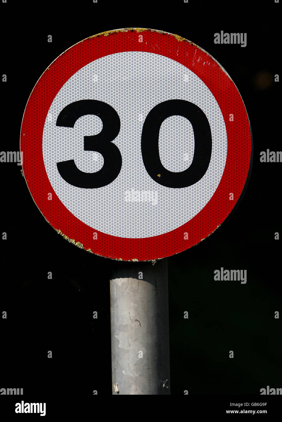 Road Signs Feature. General view of a 30mph road sign Stock Photo - Alamy