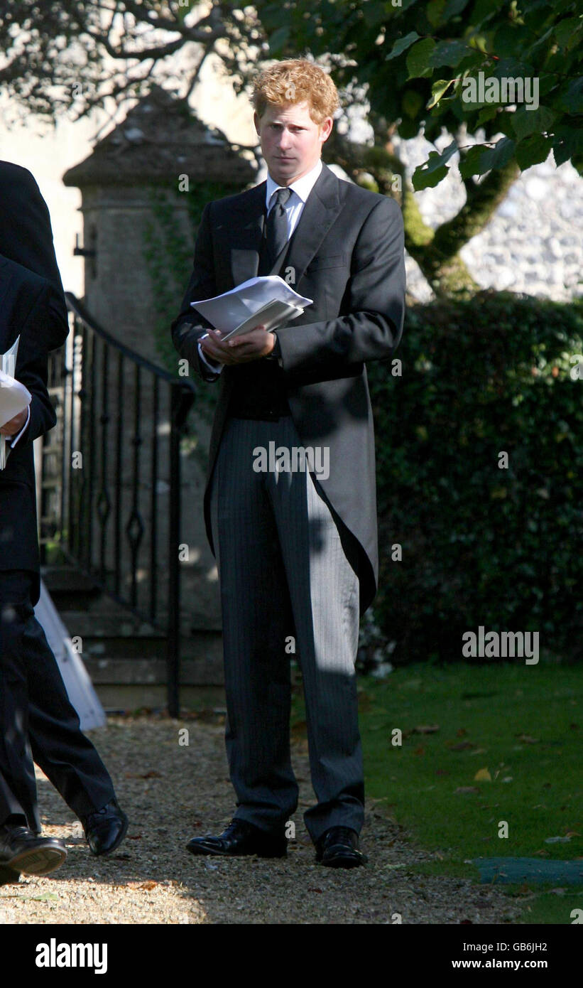 Prince Harry during a memorial service for his godfather, Captain ...