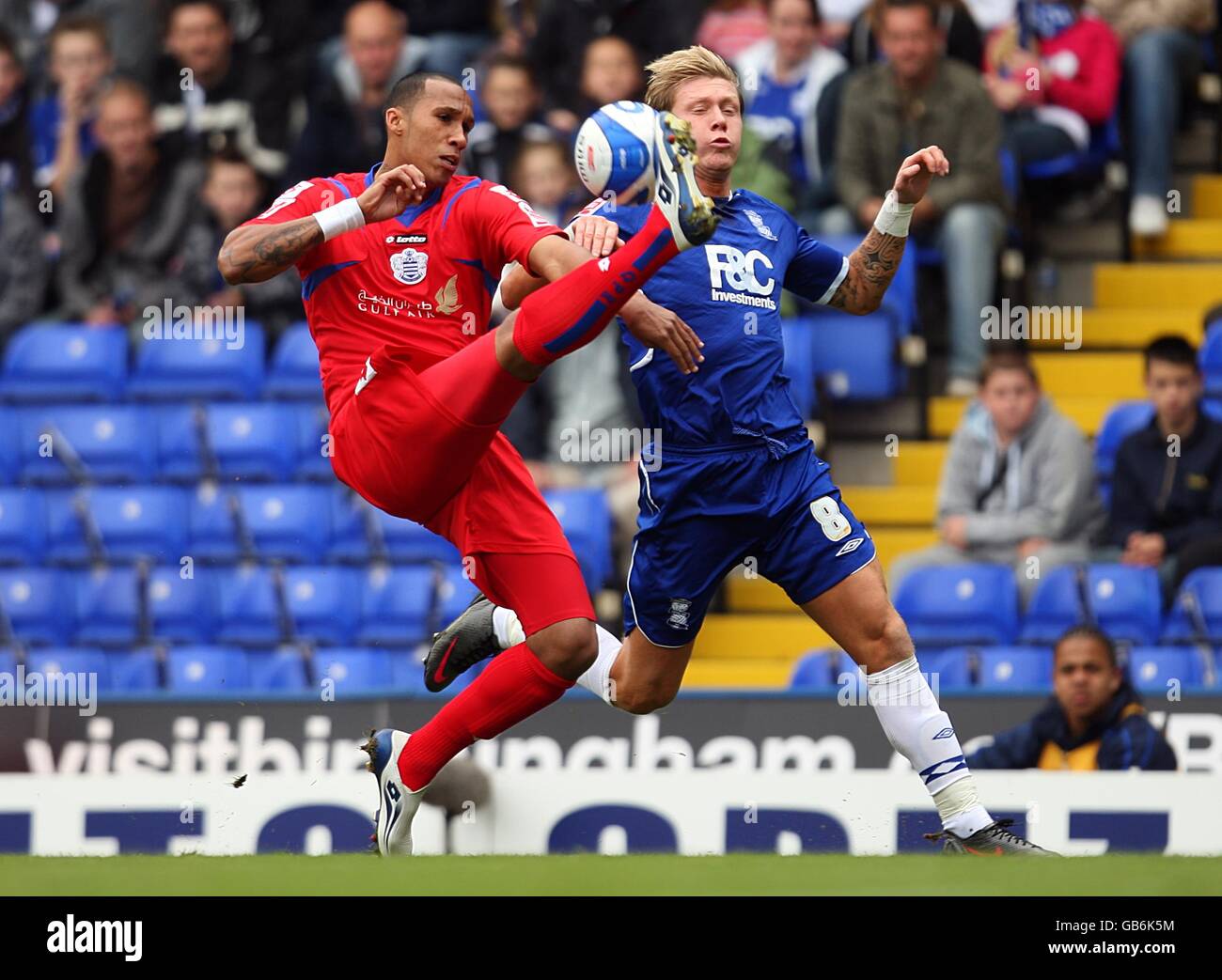 Queens Park Rangers's Fitz Hall (left) and Birmingham City's Garry O ...