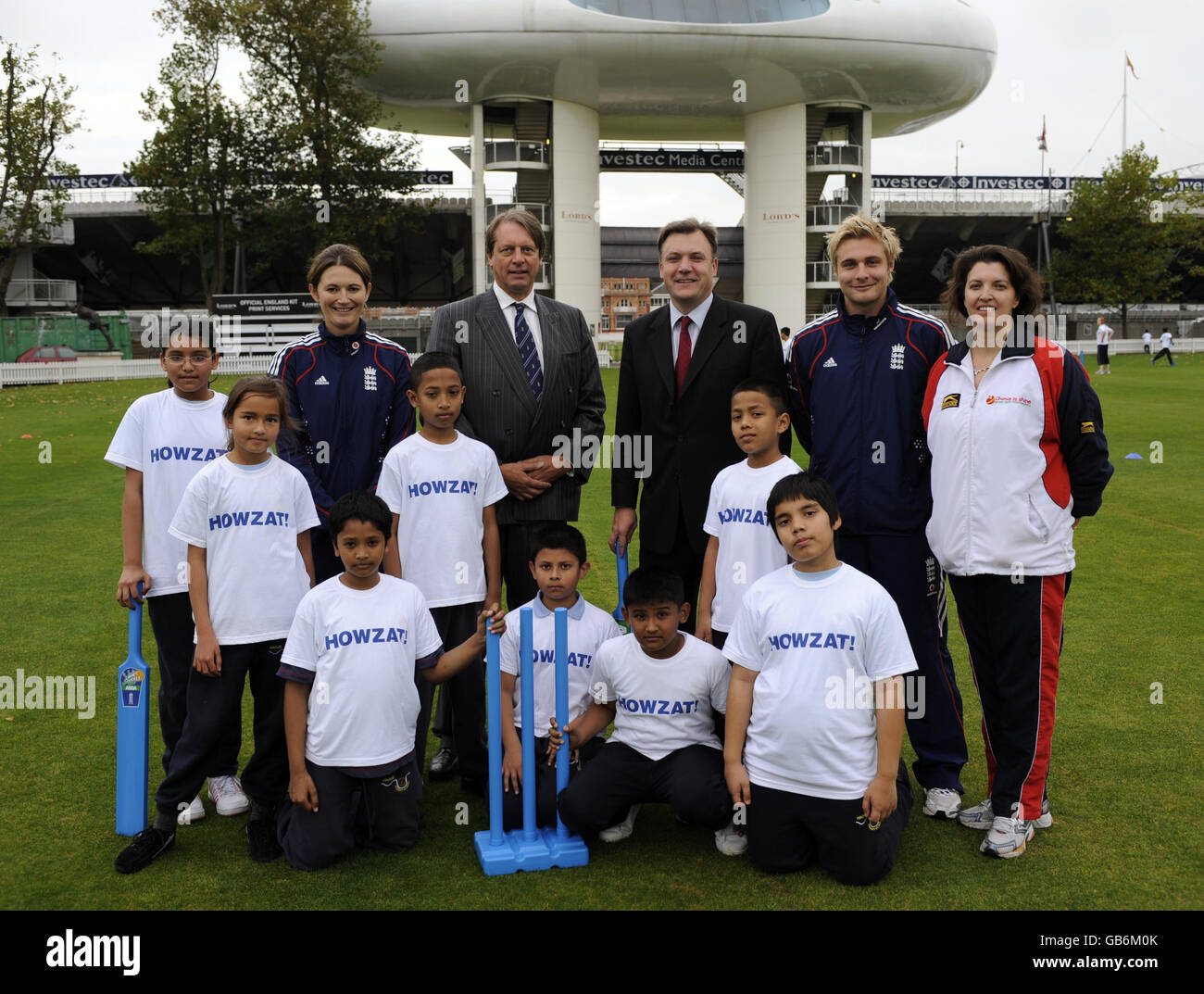 England Women's Captain Charlotte Edwards (back left) with ECB Chairman ...