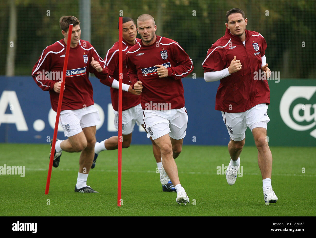 England's David Beckham and Frank Lampard at todays training Stock ...