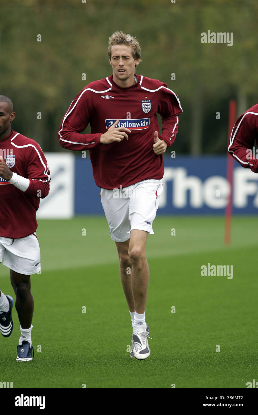 Englands peter crouch during training session at at london colney hi ...