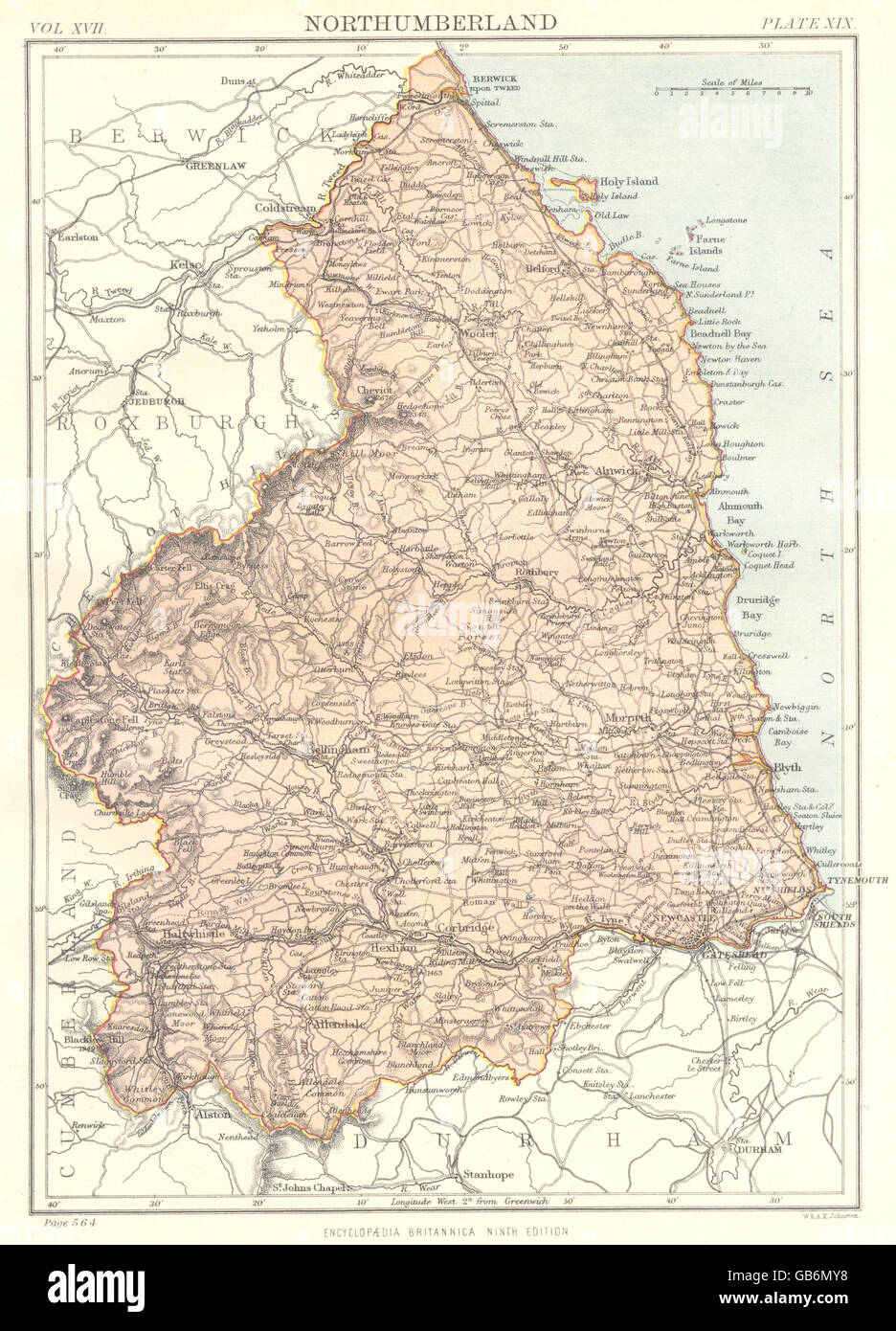 Northumberland map hi-res stock photography and images - Alamy