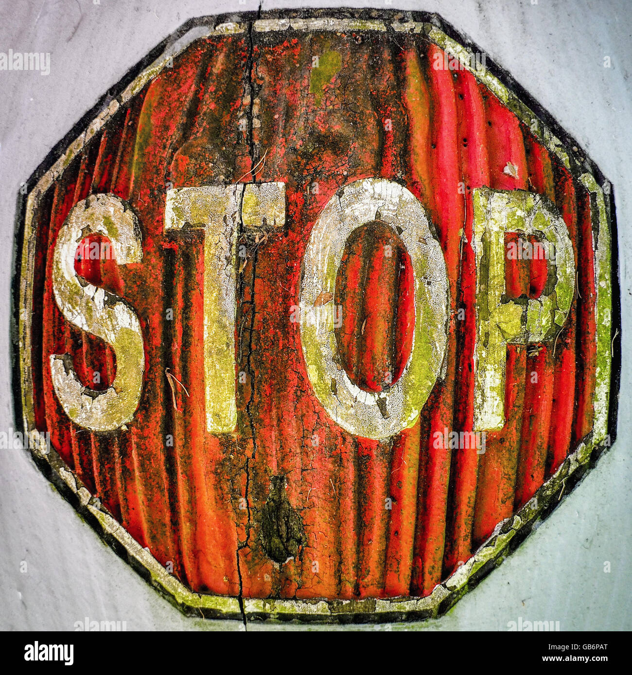 Old Stop Sign Made of Wood Stock Photo - Alamy