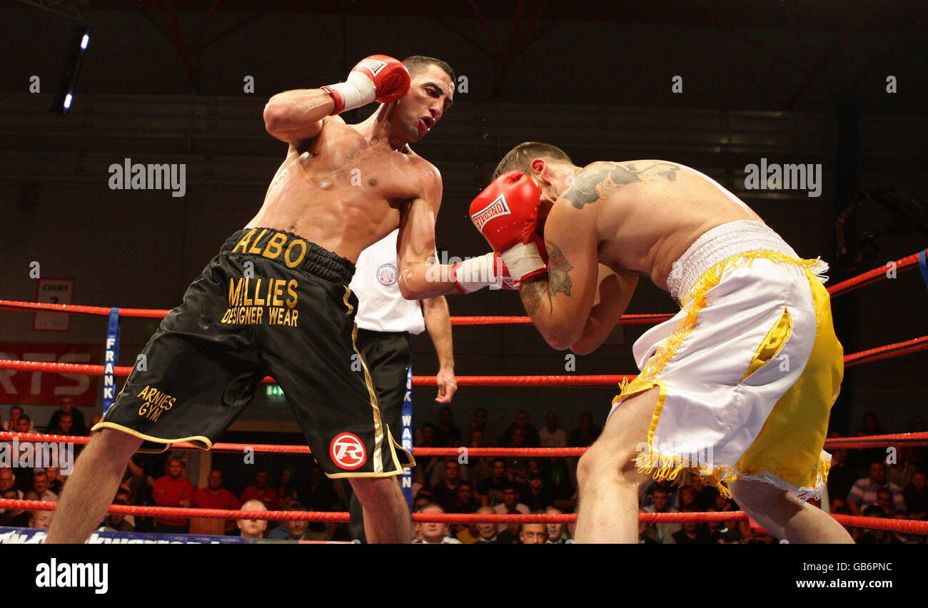 Joe Selkirk (left) and Ernie Smith during their Light-Middleweight bout ...