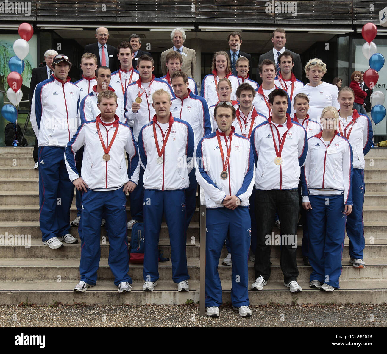 The British Beijing Olympic rowing team photographed on the steps of ...