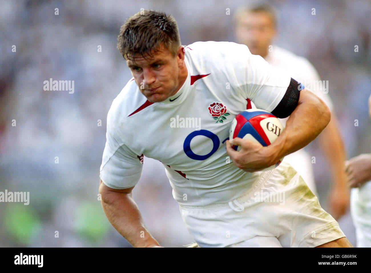 England's Martin Corry attacks the French line with ball in hand Stock ...