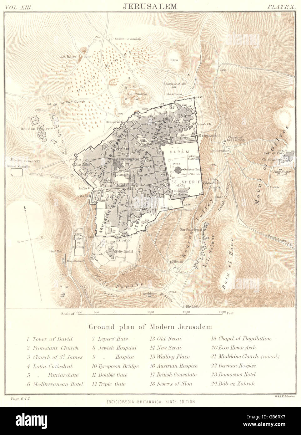 JERUSALEM: Modern Jerusalem. Israle Palestine. Britannica 9th edition ...