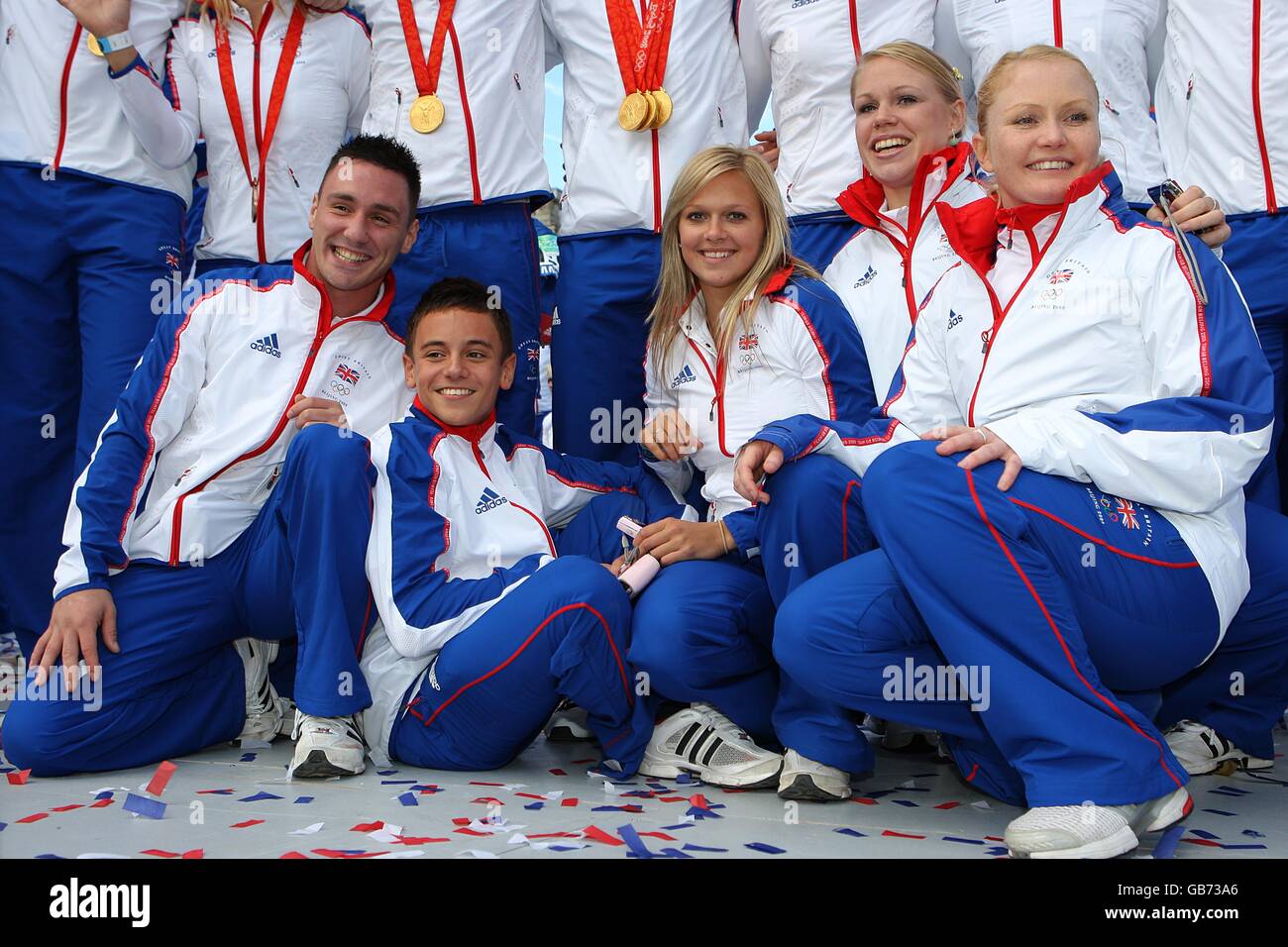 British divers (L-R) Blake Aldridge, Tom Daley, Tonia Couch Stacie ...