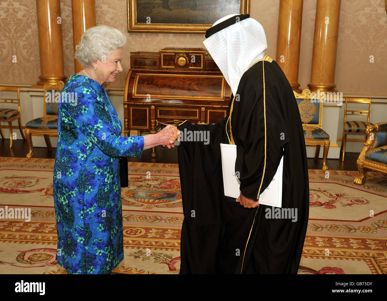 Britain's Queen Elizabeth II shakes hands with His Excellency Shaikh ...