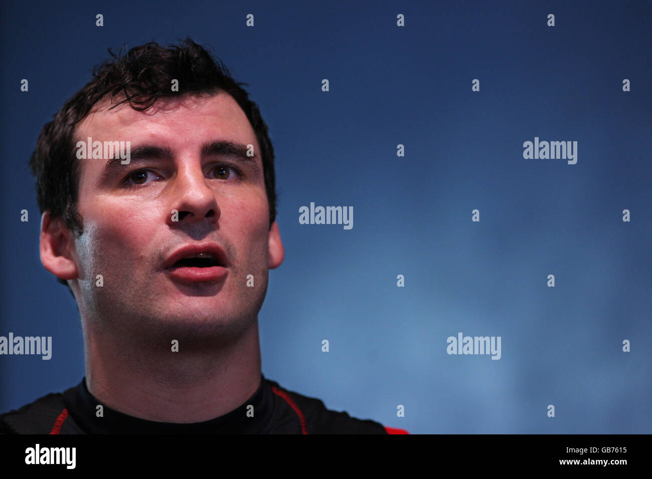 Joe Calzaghe talks to the media during a training session at the Enzo ...